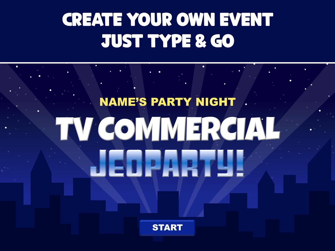 Editable TV Commercial Trivia Jeopardy Game, Family Night Office Party ...
