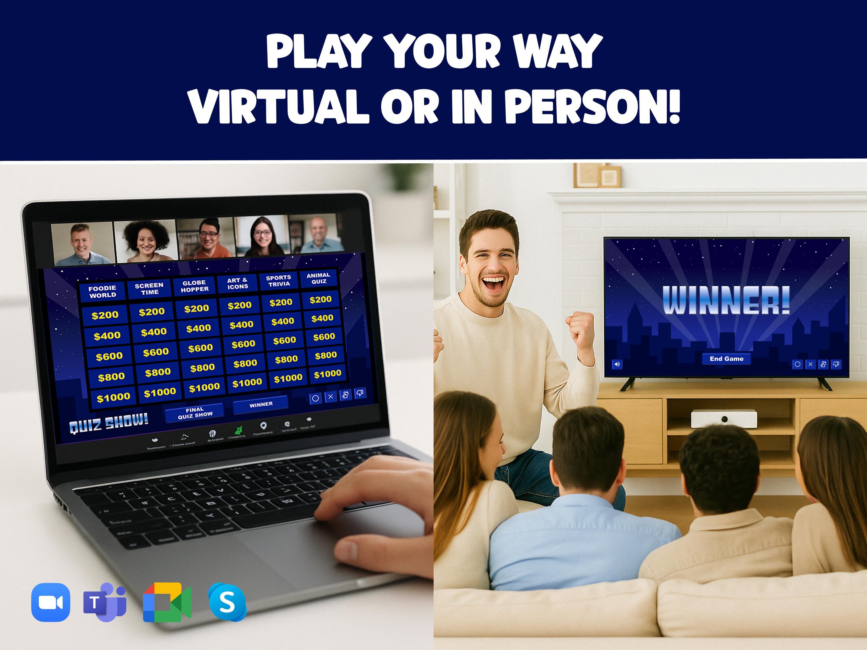 Customizable Jeopardy Powerpoint Game | Virtual Party Game | Trivia ...