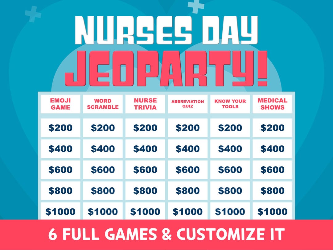 Nurse Games, Nurse Jeopardy Game – Nursing Trivia for Nurses Week ...