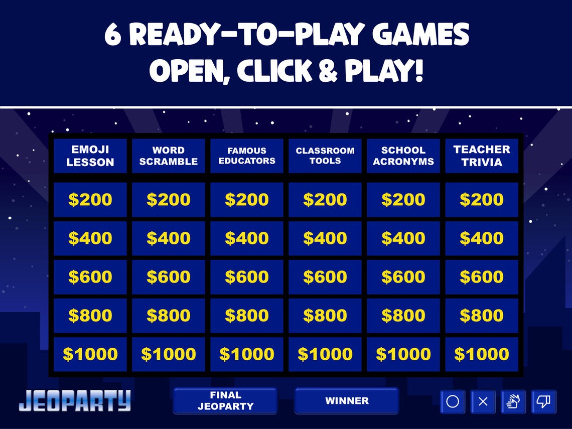 Editable Teacher Jeopardy Game - Teacher Appreciation Trivia, Fun End ...
