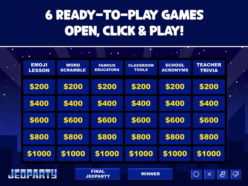 Editable Teacher Jeopardy Game - Teacher Appreciation Trivia, Fun End ...