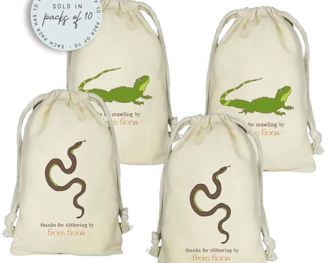Reptile Party Favor Bags, Snake Favor Bags, Lizard Favor Bags, Custom ...