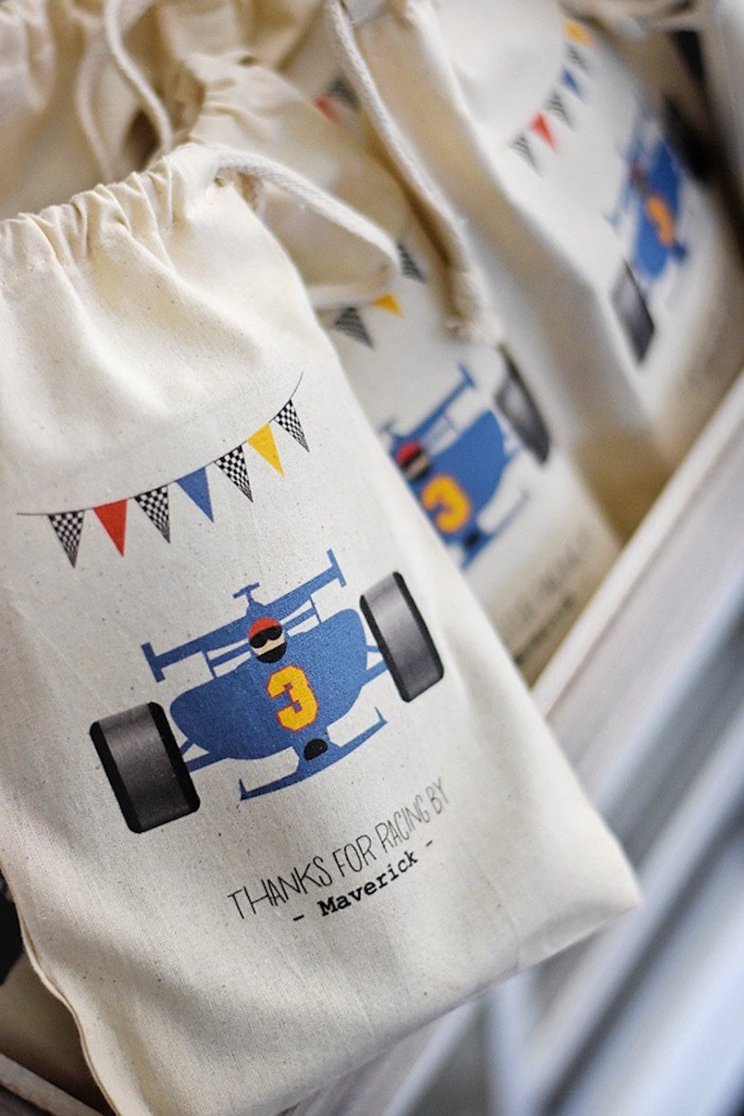 Racecar Favor Bags, Race Car Party Theme, Too Fast Race Car Bags ...
