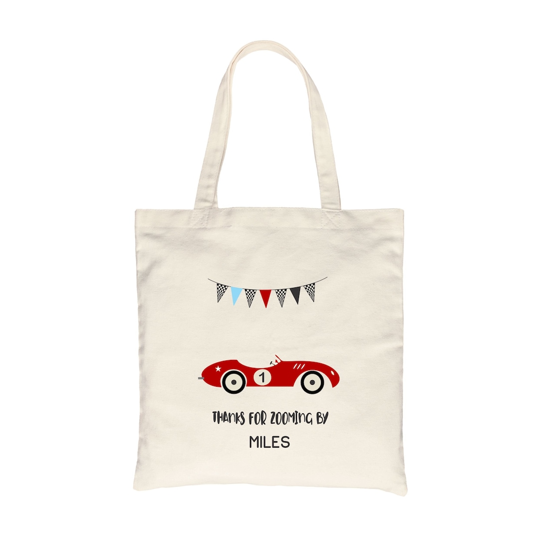 RETRO RACE Car TOTE Bag 15x16 Inch Natural Color Cotton Tote Gift ...