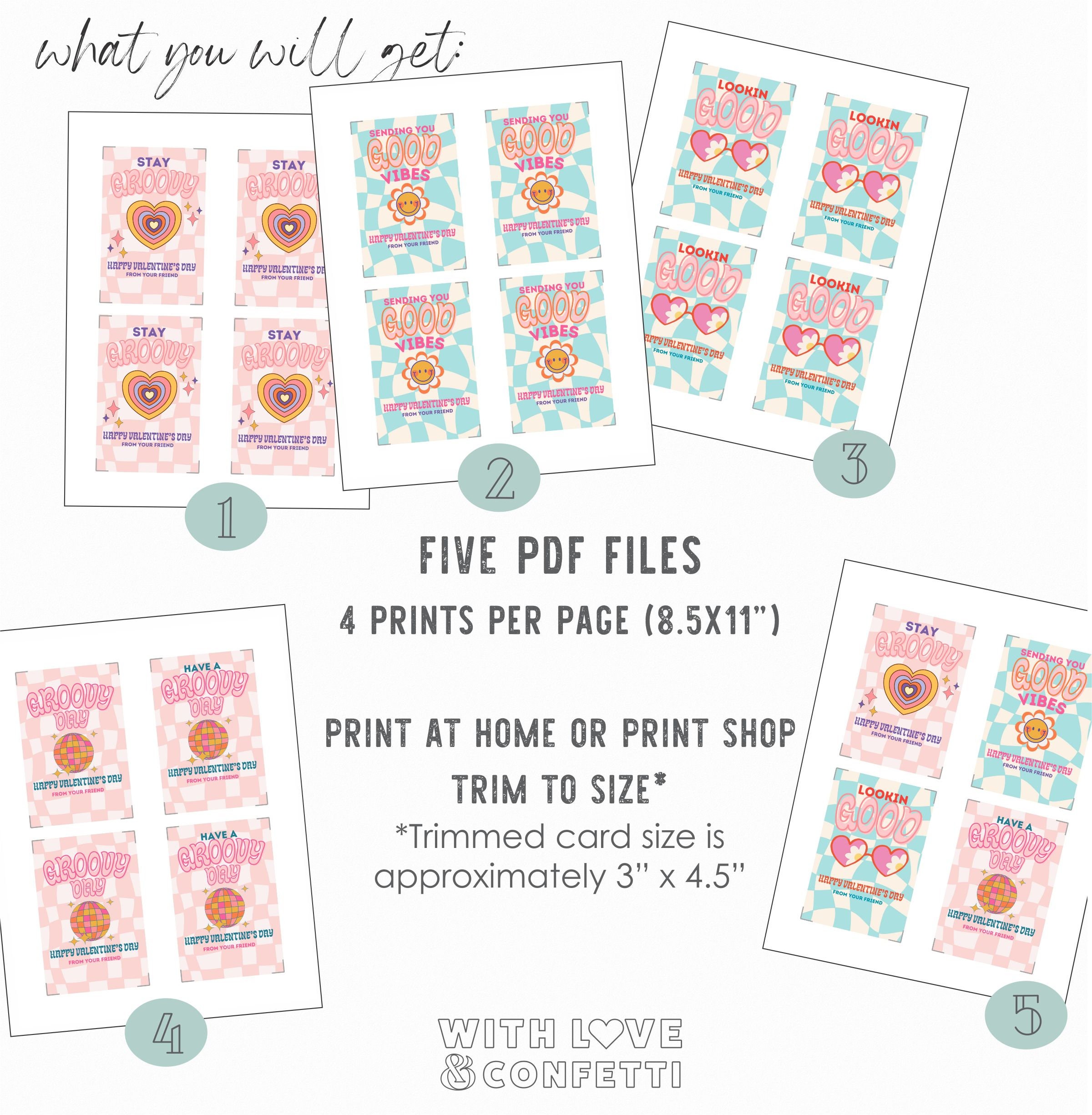 GROOVY Valentine's Day Cards, Classroom Valentine's Day Cards, Instant ...