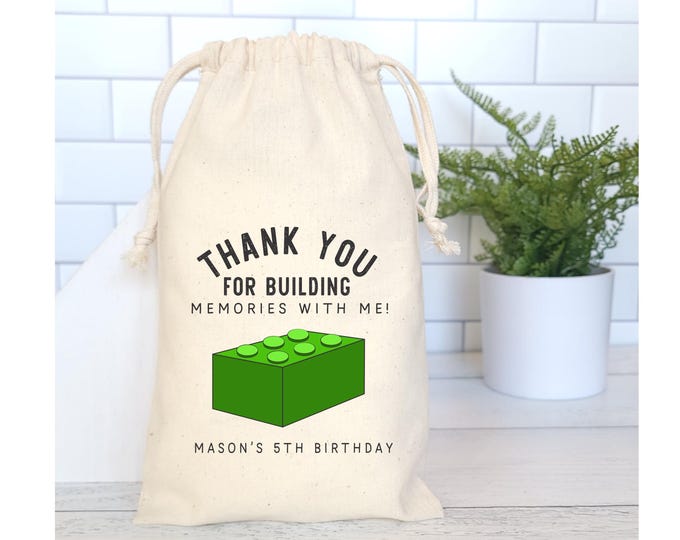 Brick or Blocks Party Favor Bags, Thanks for Building Memories Block ...
