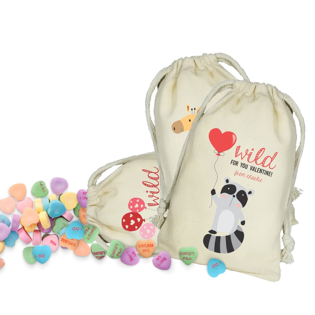 WILD FOR YOU Animal Valentine Favor Bags Personalized Valentine Favor ...