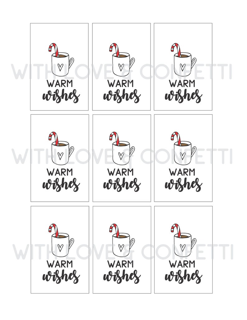 WARM WISHES Printable Holiday Tags - Instant Download - Christmas ...