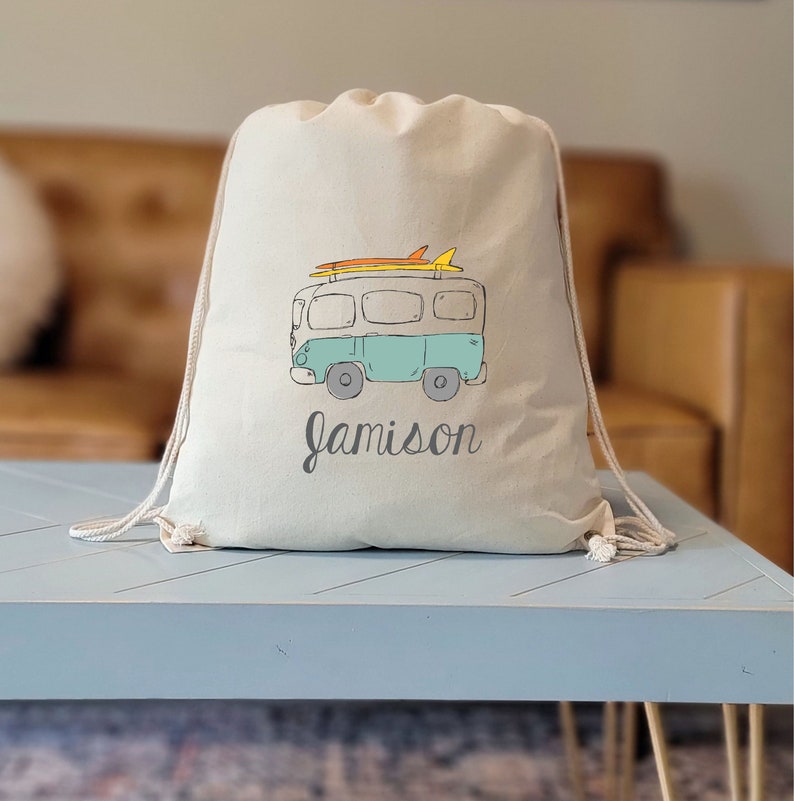 Custom Backpack Drawstring Cinch Sack Custom Surfs up Van - Etsy