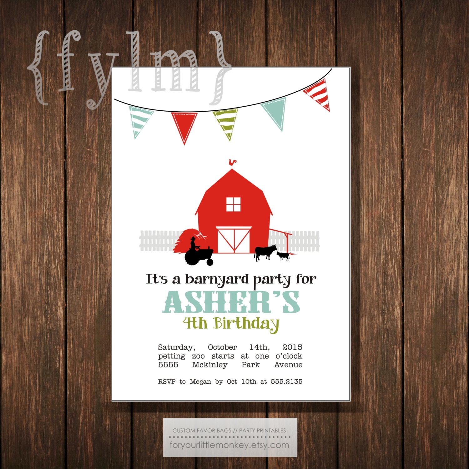 FARM or BARNYARD Printable Party Invitations I Design YOU - Etsy