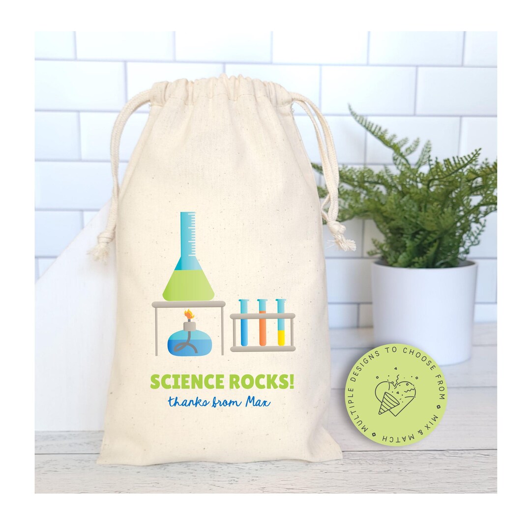 Science Rocks Personalized Favor Bags, Custom Scientist Birthday Party ...