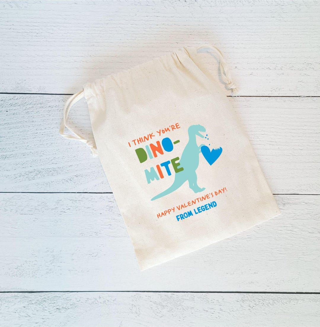 Dino-mite Valentine Favor Bags – Personalized Dinosaur Classroom Treat ...