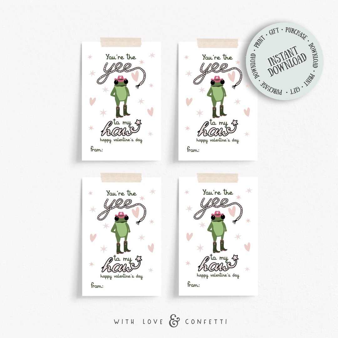 Funny Western Yee Haw Valentines Day Cards, Digital Download, Instant ...