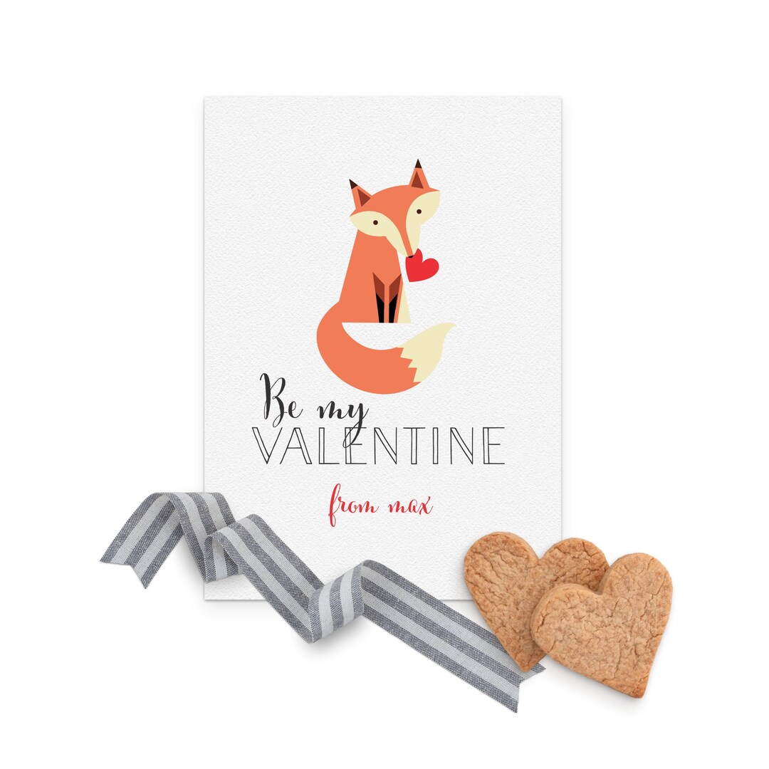 FOX VALENTINE Printable CARDS Personalize With Name of Your Choice - Etsy
