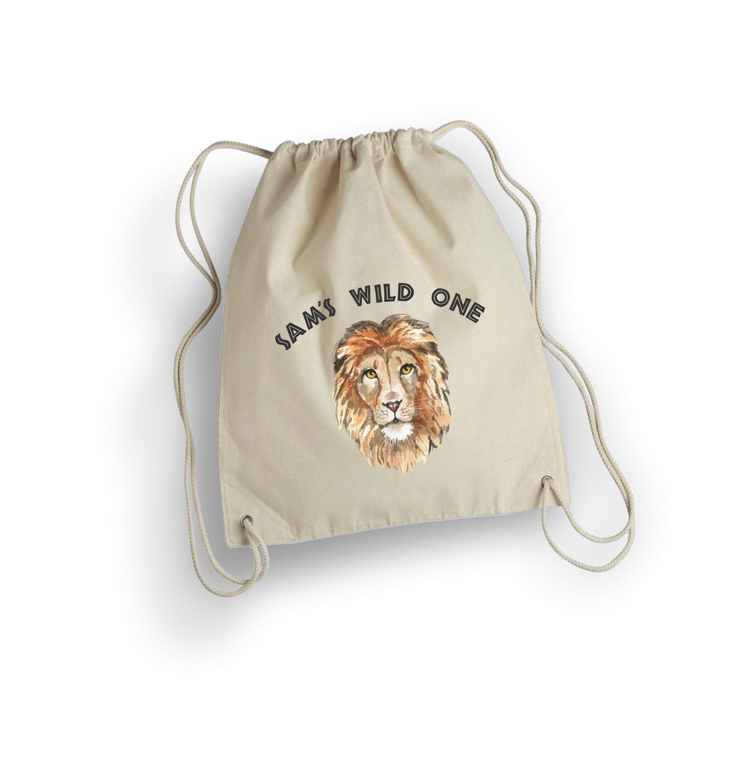 Safari Birthday Custom Backpack, Wild Animals Drawstring Cinch Sack ...