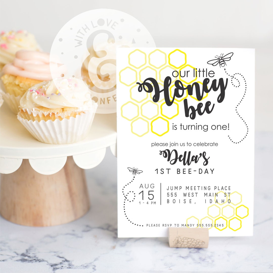 BEE HONEY BEE Printable Invite Party Invitations I Design You Print ...