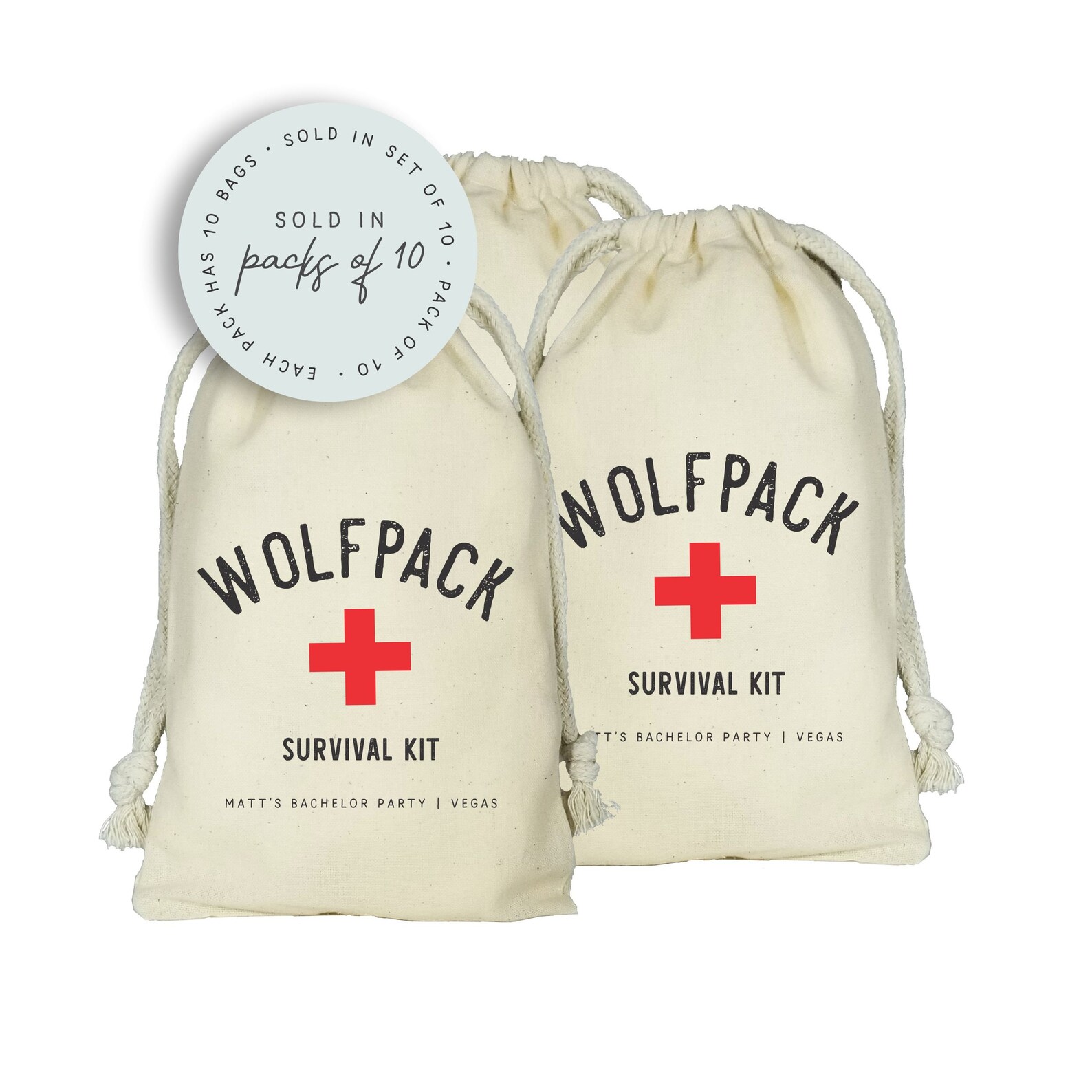 Wolfpack Survival Kit Favor Bags Personalized Set of 10 | Etsy