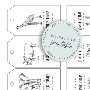 Wild Animal Printable Party Tags, Party Animal Favor Tags, Printable ...