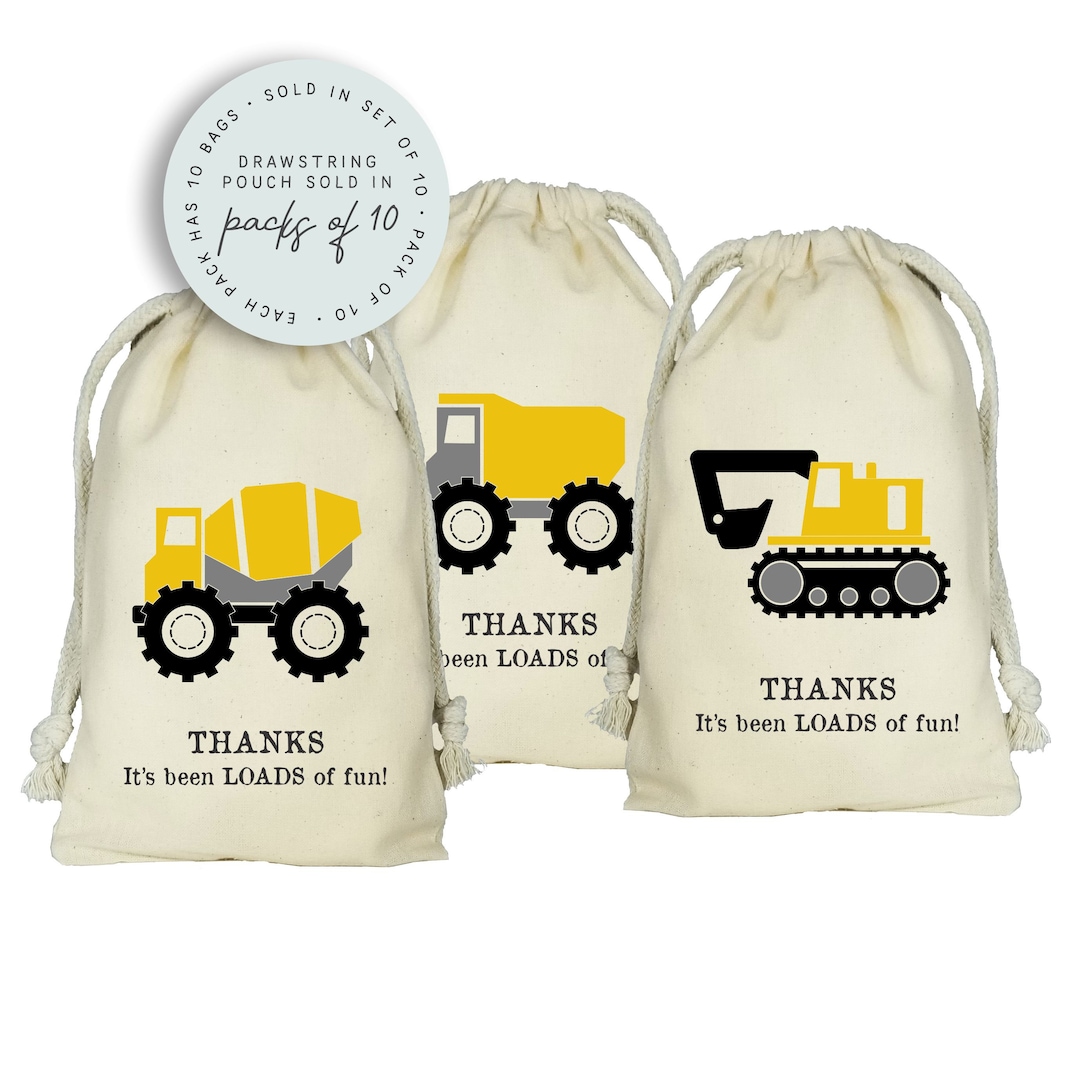 CONSTRUCTION Party Favor Bags, Set of 10 Bags, Construction Birthday ...