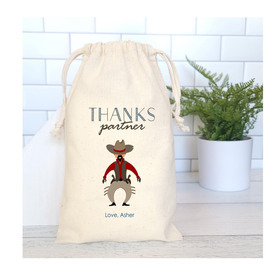 COWBOY Thanks Partner, Personalized Little Cowboy Favor Bags, Cowboy ...
