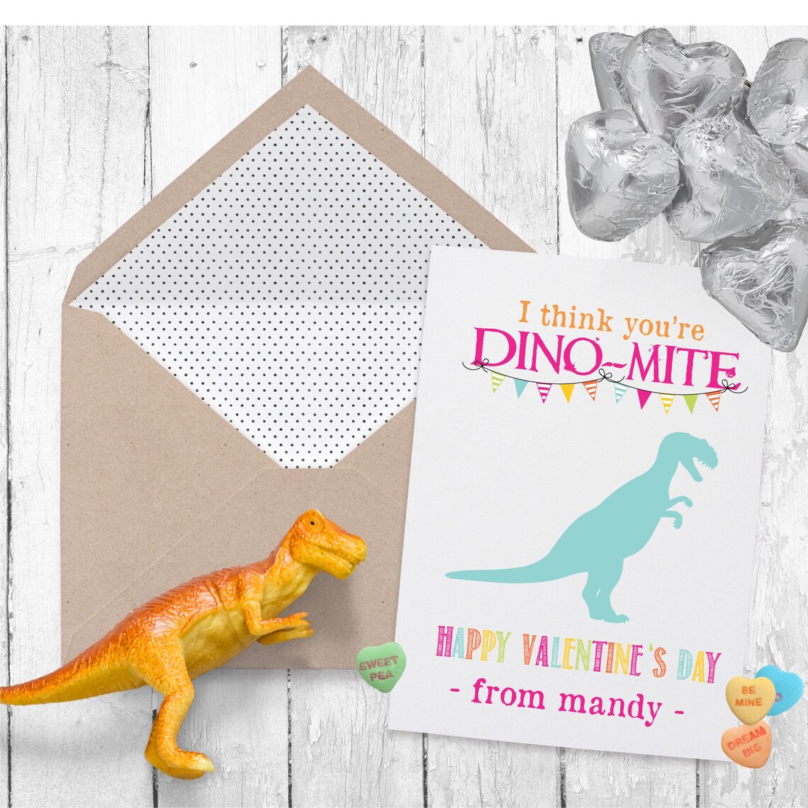 DINOSAUR GIRL Dino-mite Valentine Personalized VALENTINE | Etsy