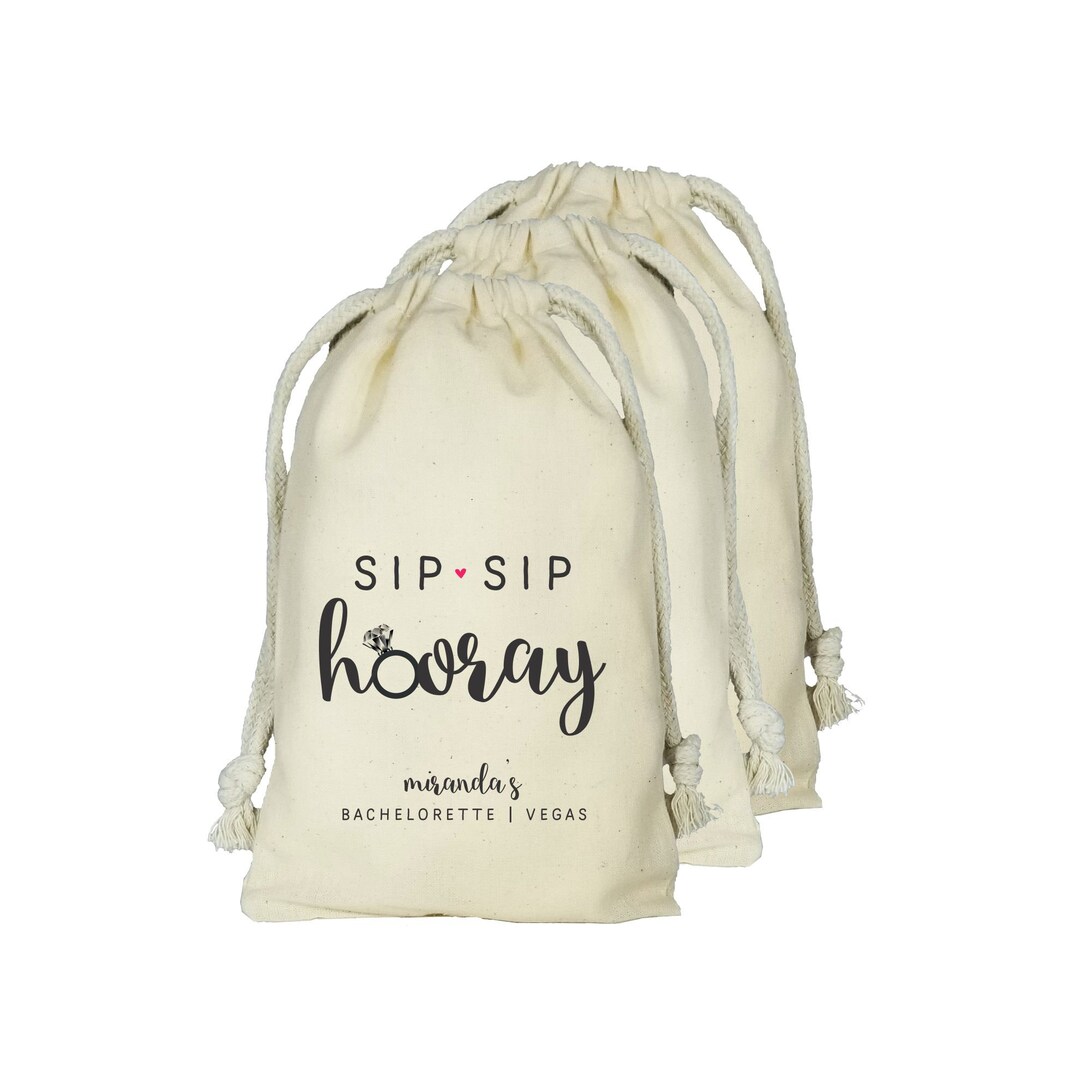 Sip Sip Hooray Favor Bags, Bachelorette Favors, Set of 10 Personalized ...