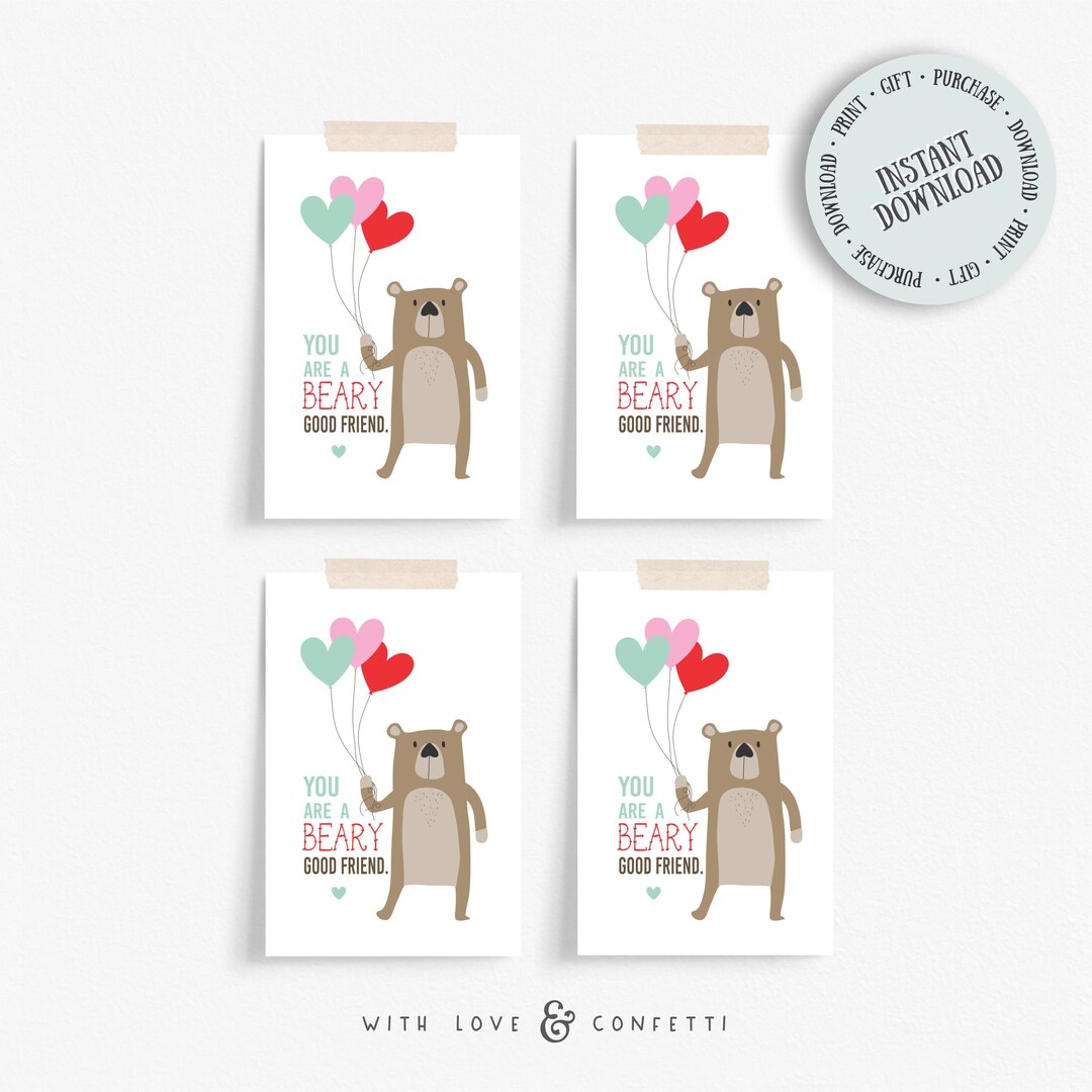Bear Valentine's Day Cards, Cute Classroom Valentine's Day Cards ...