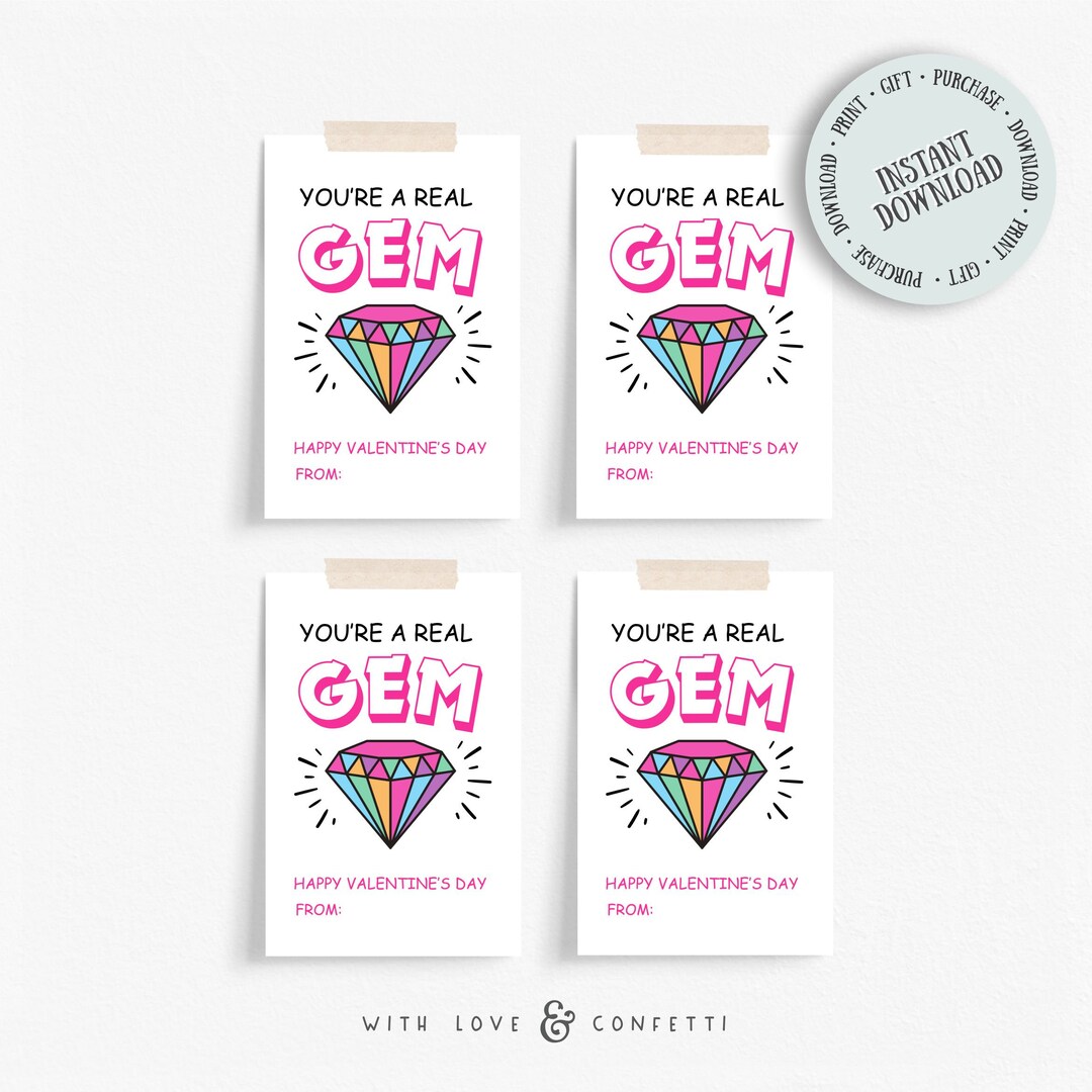 Real Gem Valentine's Day Cards, Classroom Valentine's Day Cards ...