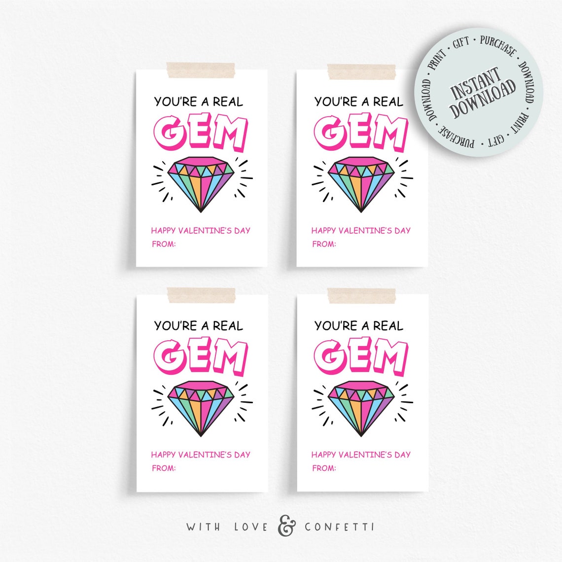 Real Gem Valentine's Day Cards, Classroom Valentine's Day Cards ...