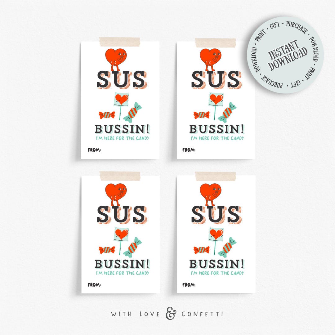 Slang Kids Valentines Day Digital Cards, Suss, Bussin, Funny Digital ...
