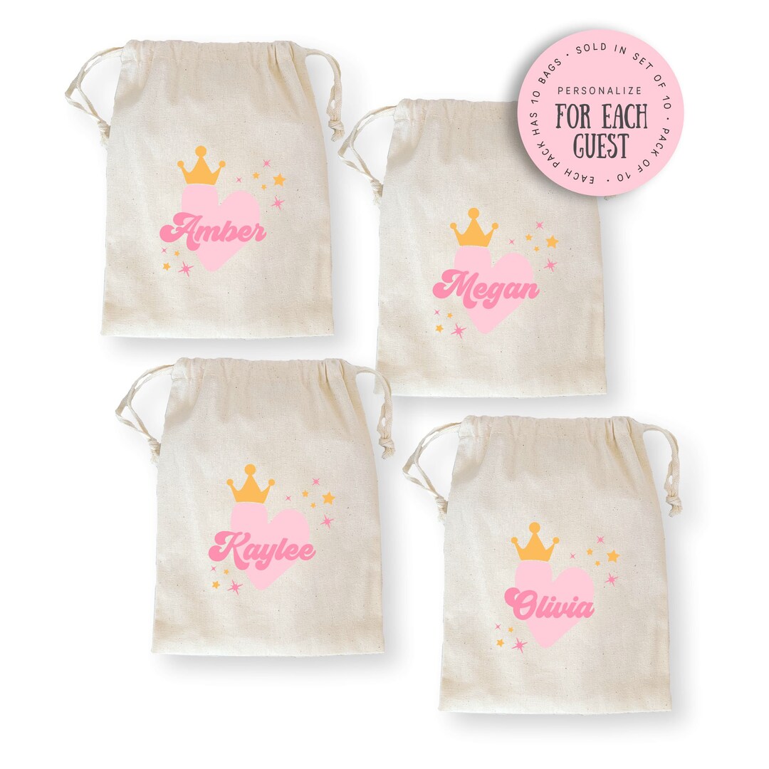 Princess Crown Party Favor Bags, Crown Personalized Favor Bags, Set of ...