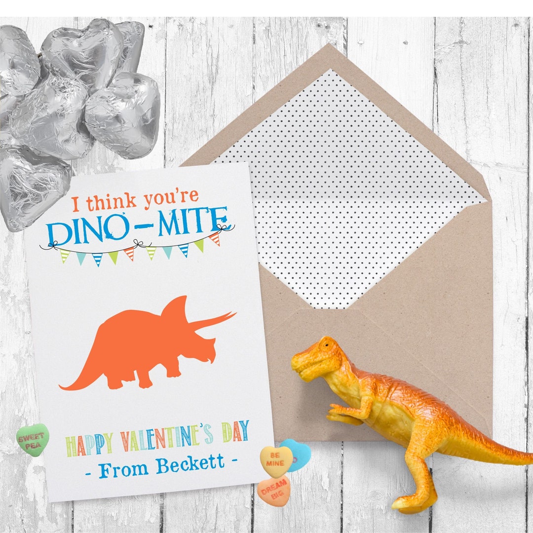 DINOSAUR Dino-mite VALENTINE Printable CARDS Personalize - Etsy