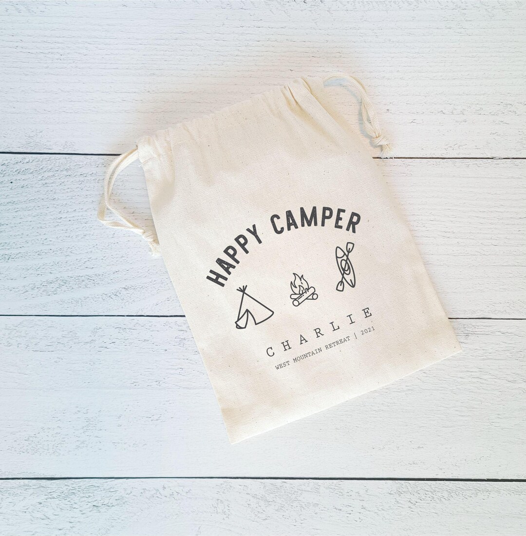 Happy Camper Party Favor Bags, Custom Camping Favors, Personalized Camp ...