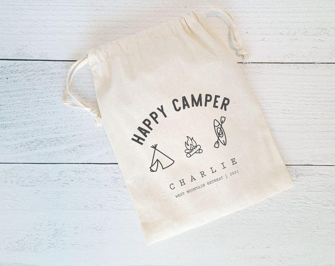 Happy Camper Party Favor Bags, Custom Camping Favors, Personalized Camp ...