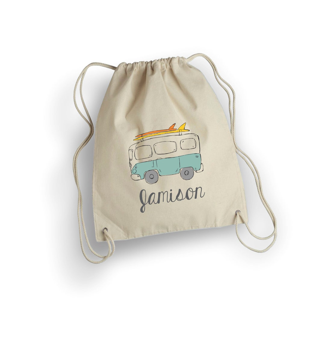 Custom Backpack Drawstring Cinch Sack, Custom Surfs up Van Backpack ...