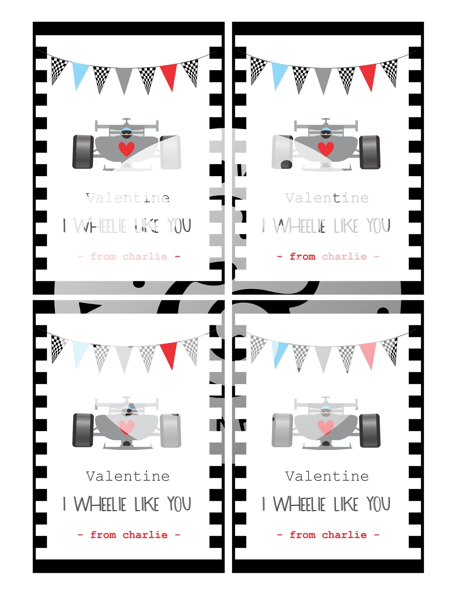 RACECAR I Wheelie Like You Boy Valentine Personalized | Etsy