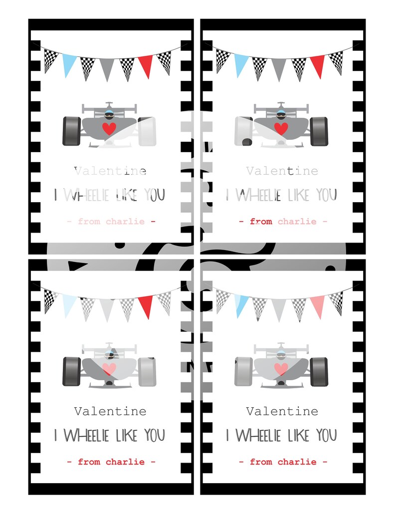RACECAR I Wheelie Like You Boy Valentine Personalized | Etsy