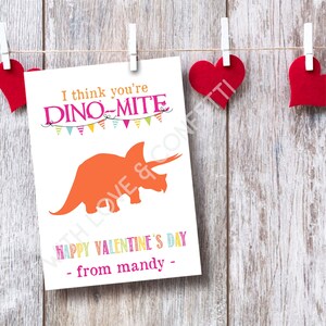 DINOSAUR GIRL Dino-mite Valentine Personalized VALENTINE Favor Bags Set ...
