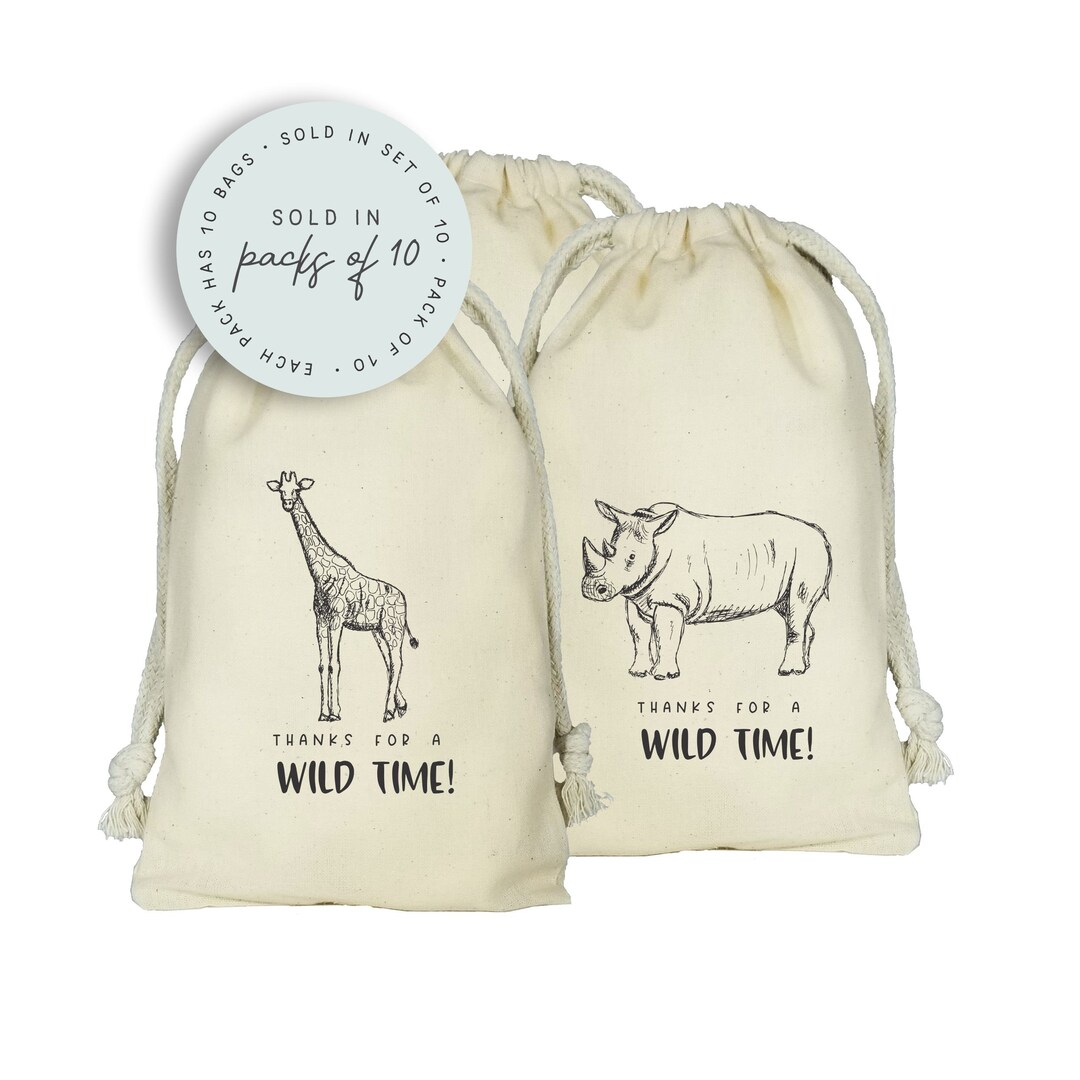 Wild Animal Party Bags, Party Animal Favors, Set of 10 Bags, Wild One ...