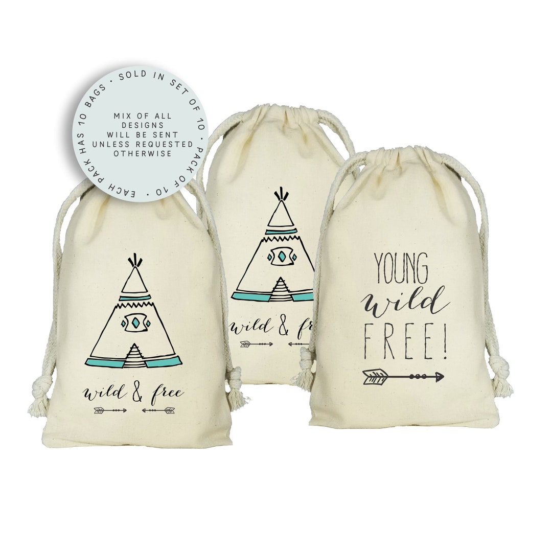 Wild and Free Party Favor Bags, Set of 10 Personalized Favor Bags ...