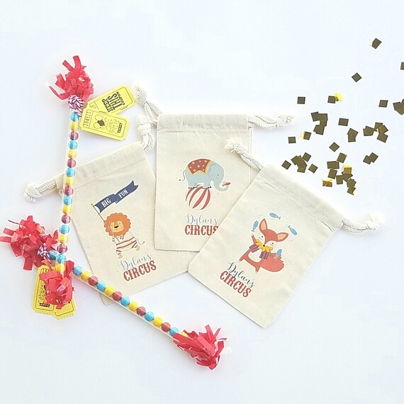 CIRCUS ANIMALS Personalized Favor Bags Set of 10 | Etsy