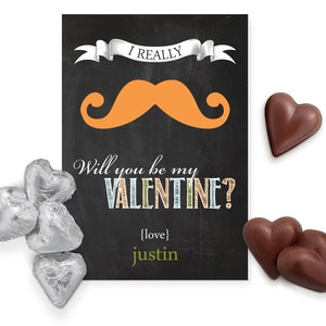 MUSTACHE VALENTINE Printable CARDS Personalize With Name of Your Choice ...