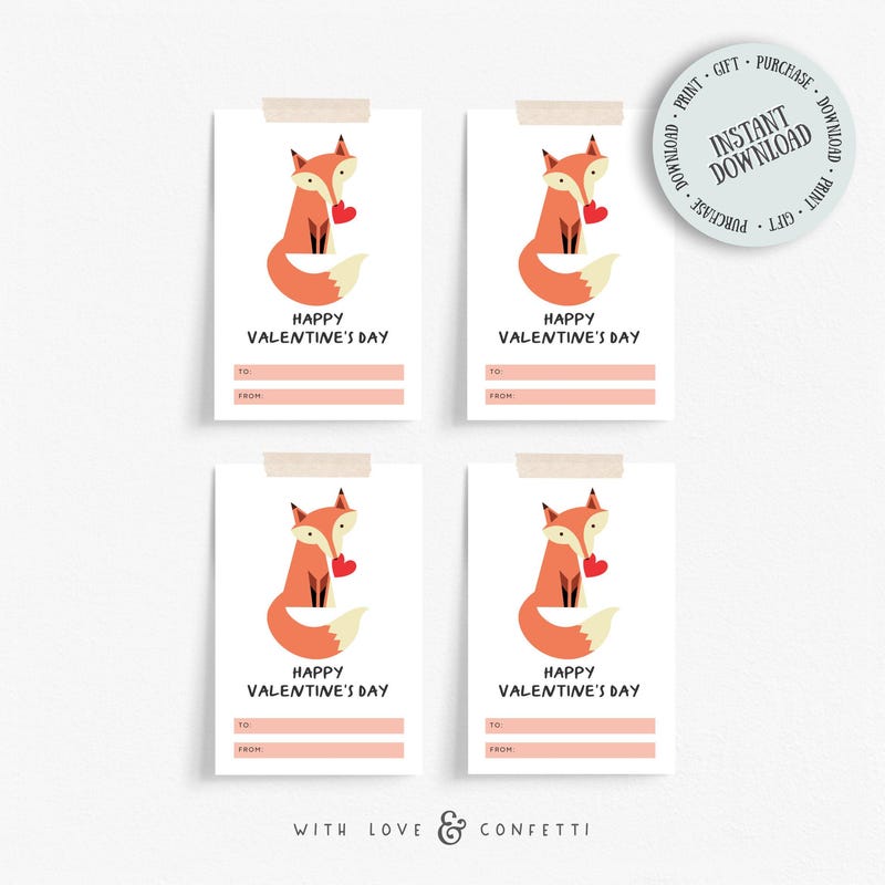 Fox Valentine Card - Etsy