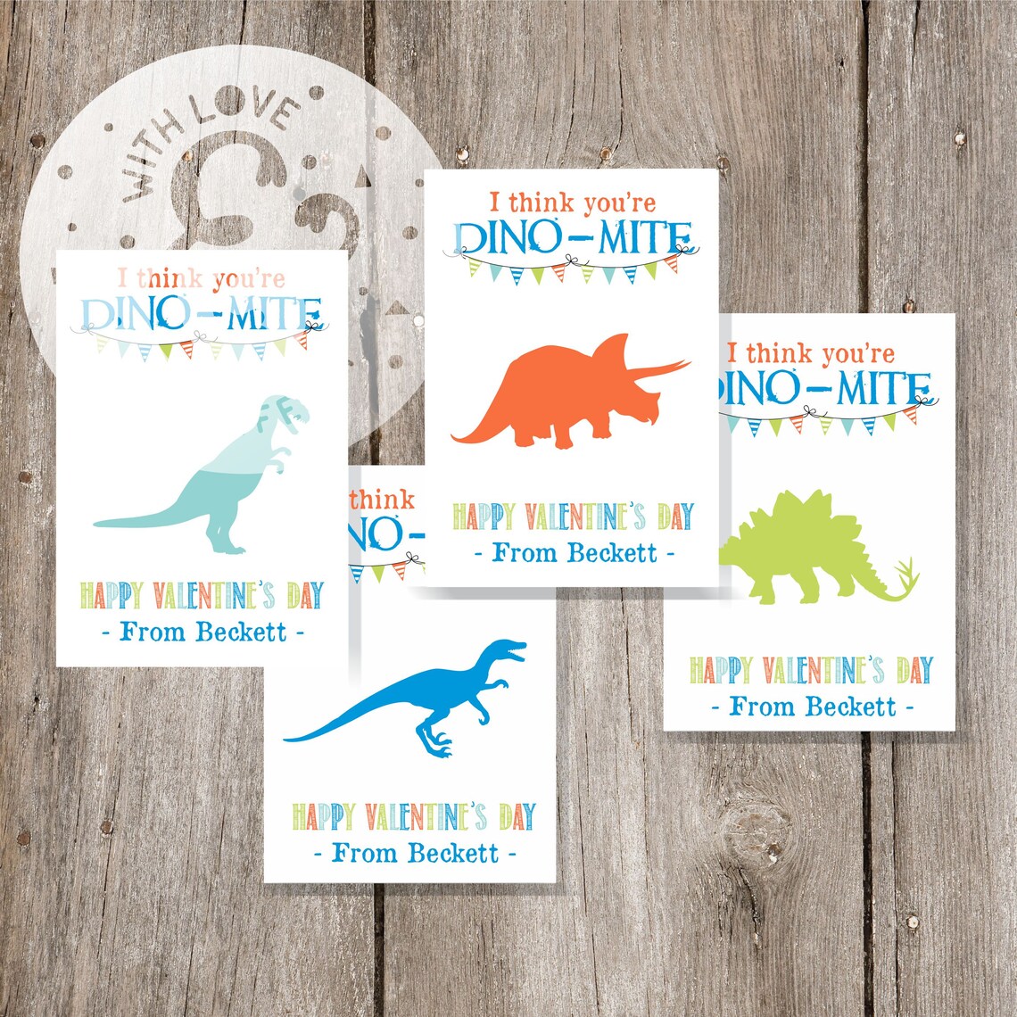 DINOSAUR Dino-mite VALENTINE Printable CARDS Personalize - Etsy