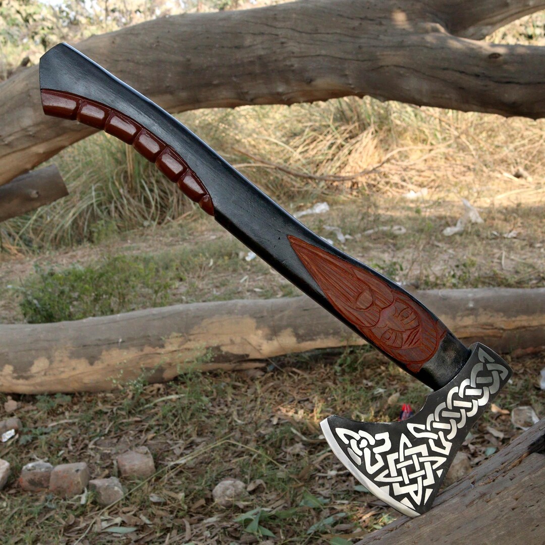 Custom Handmade Carbon Steel Outdoor Hunting Camping Axe, Viking Axes ...