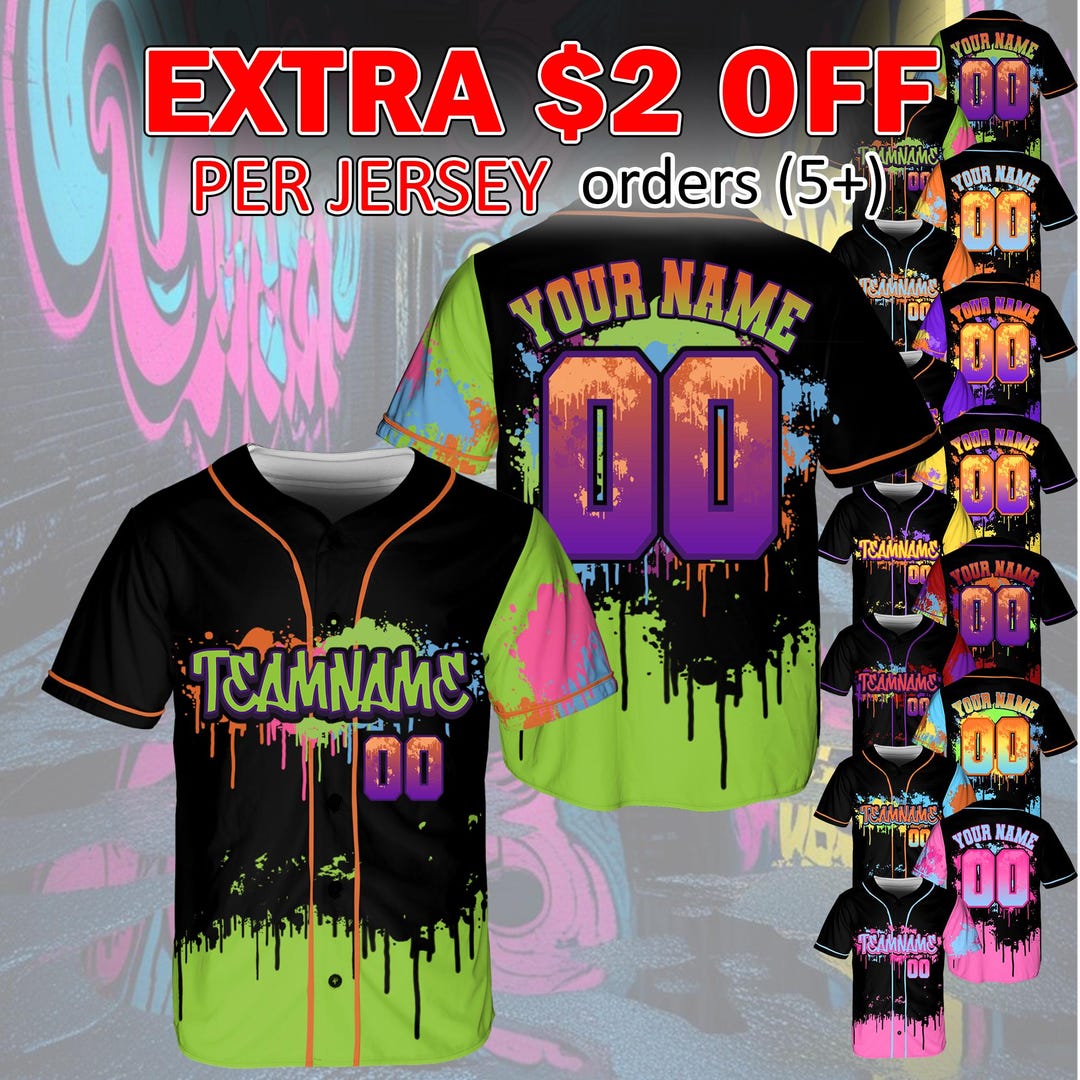 Custom Color Graffiti Drip Baseball Jersey for Team: Personalized Spray ...