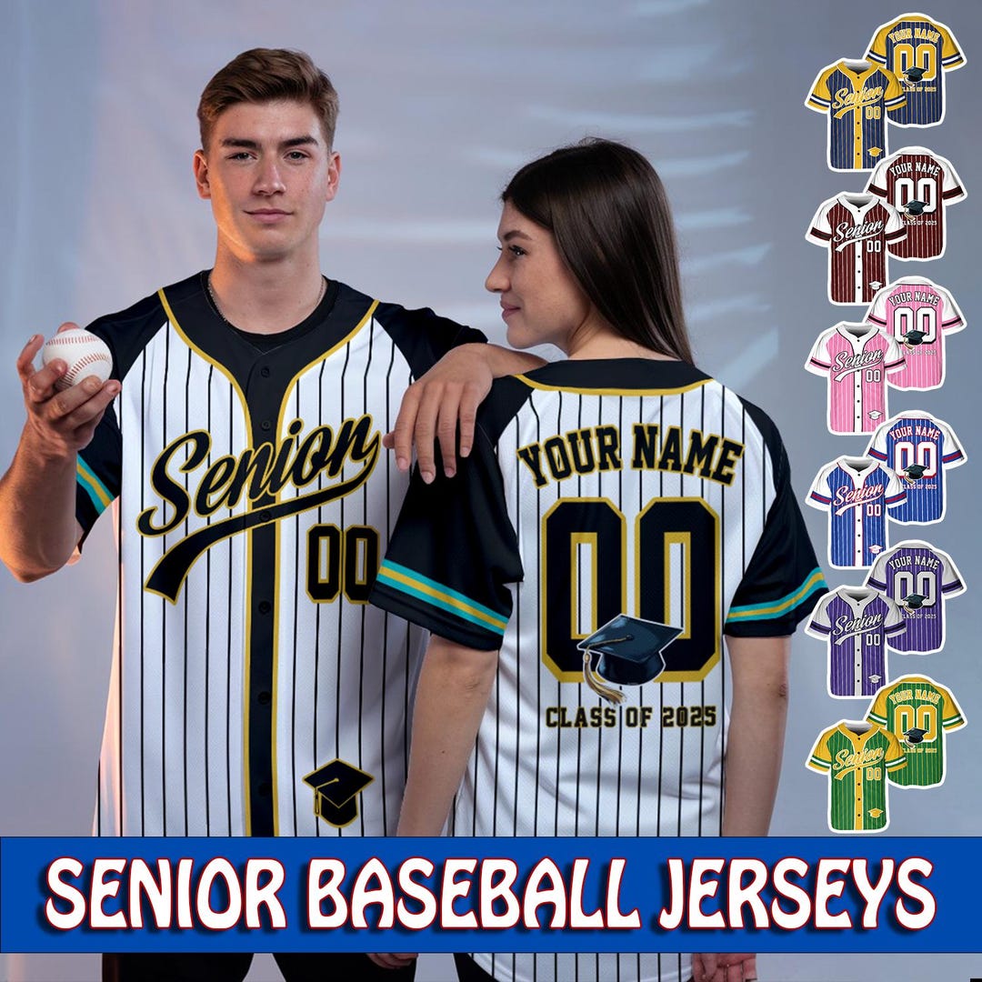 Custom Senior Baseball Jersey Uniform, Personalized Name - Number ...