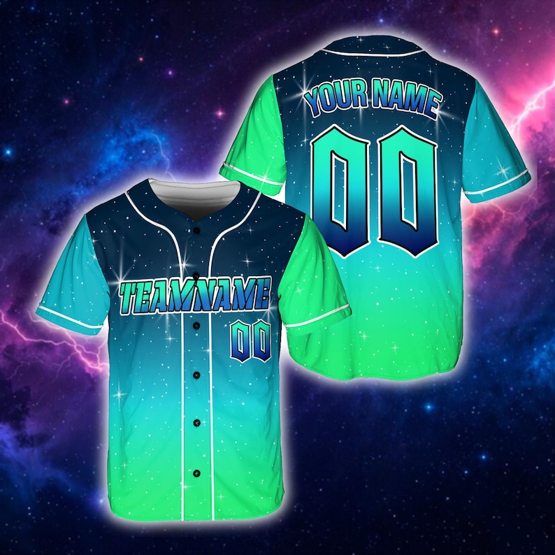 Custom Neon Galaxy Gradient Baseball Jersey Cosmic Look, Personalized ...