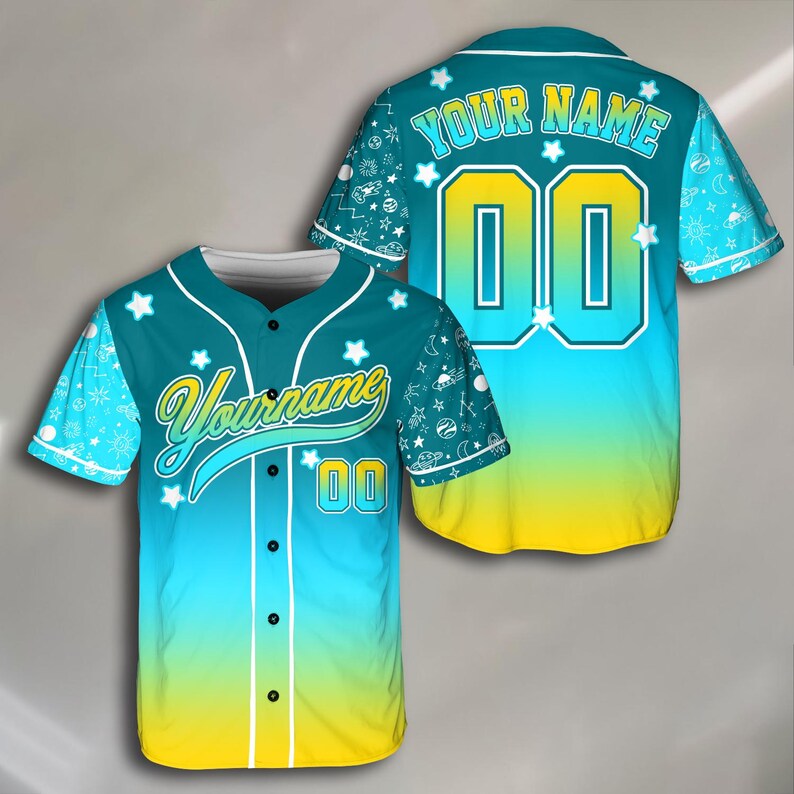 Custom Gradient Baseball Jersey With Name, Number, Personalized Star ...