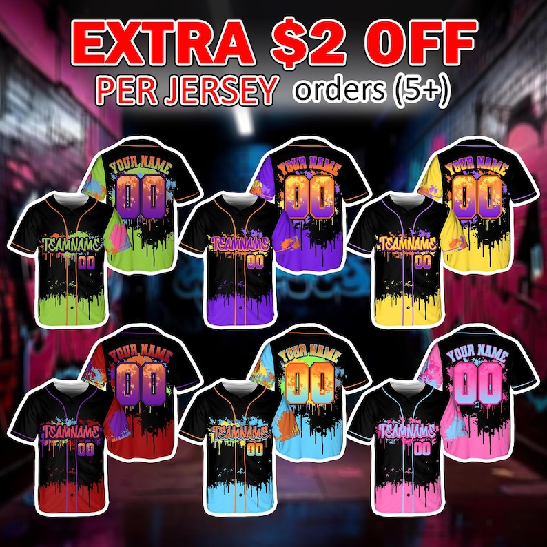 Custom Graffiti Drip Baseball Jersey: Personalized Spray Paint Shirt ...